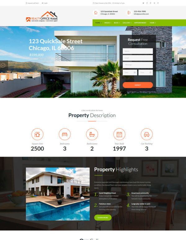 Real Estate Website Template | Realty Website Template