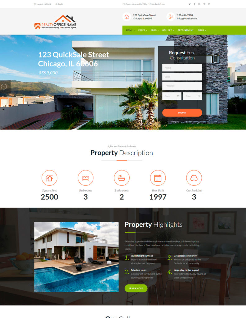 Real Estate Website Template | Realty Website Template